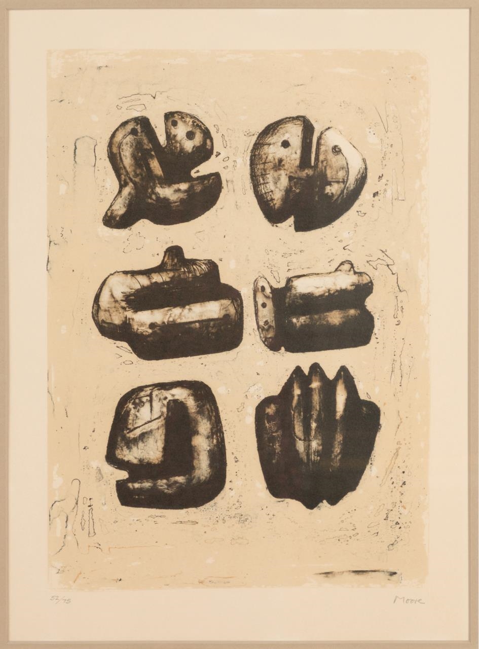 Henry Moore | Six Stone Figures (1973) | MutualArt