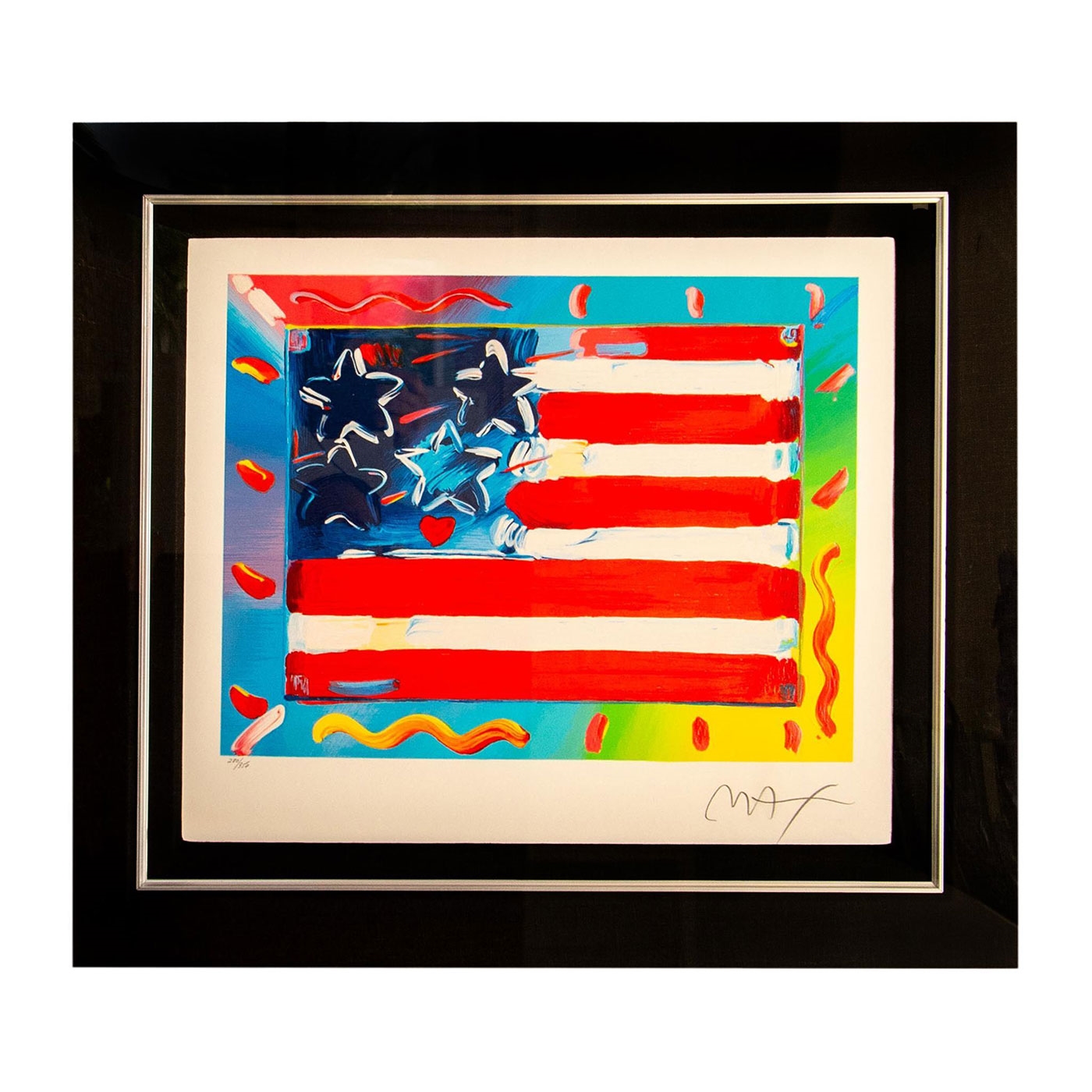 Peter Max | Flag with Heart VI (2013) | MutualArt