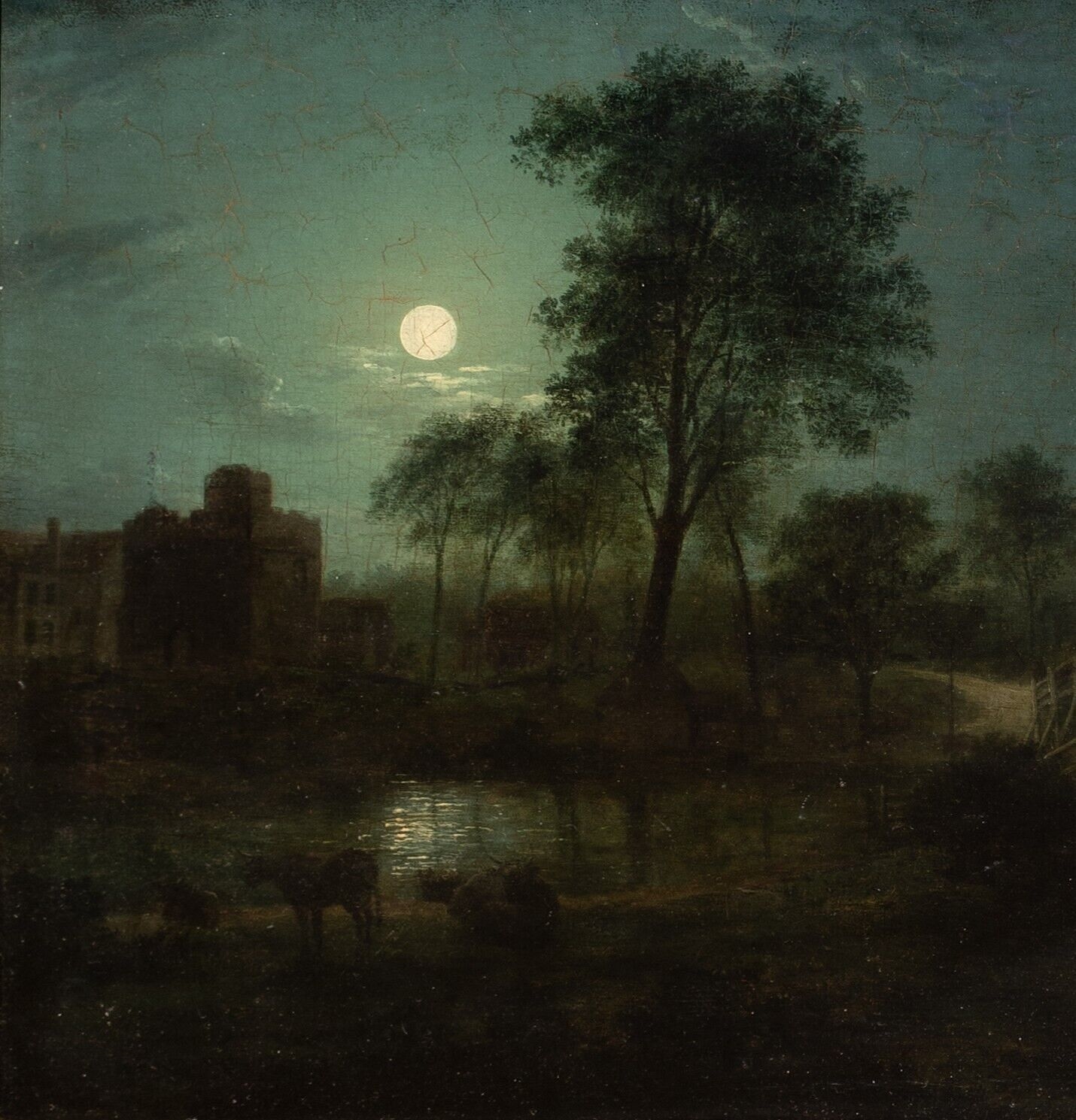 Sebastian Pether | MOONLIT RIVER LANDSCAPE OIL PAINTING (19th Century ...