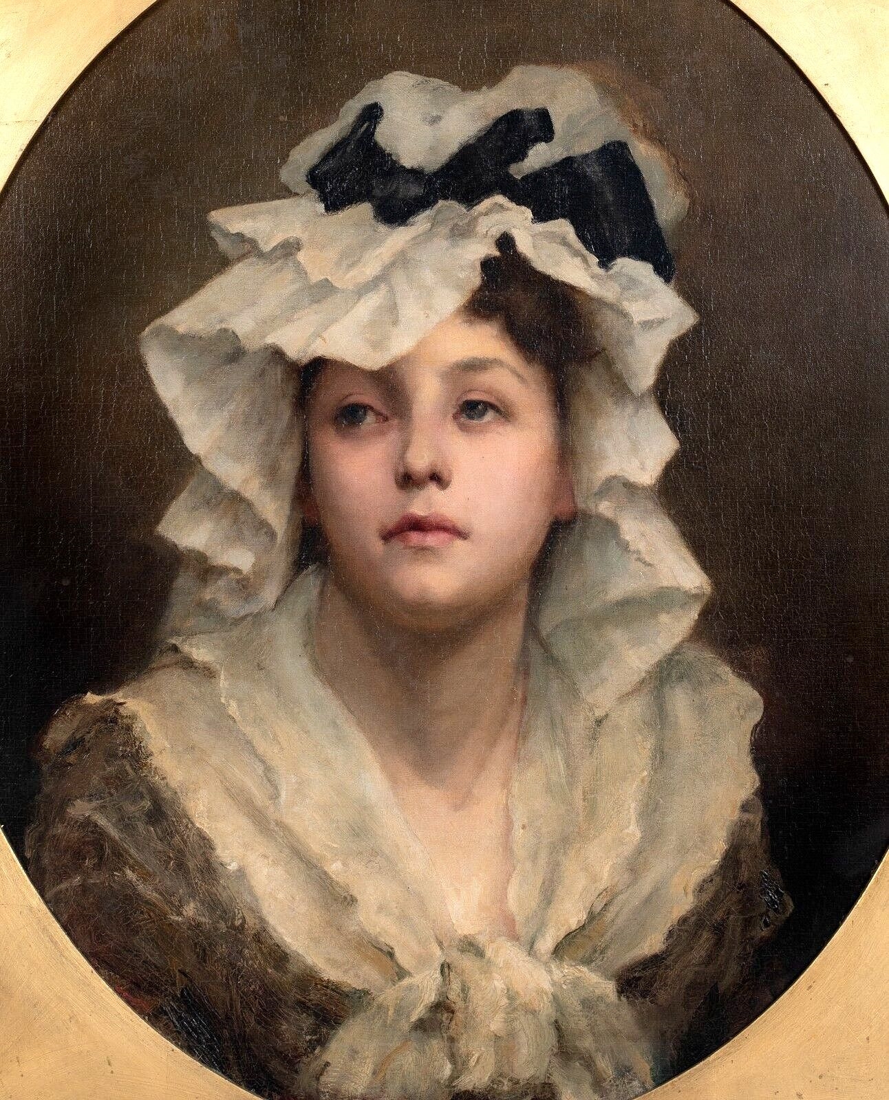 Victorian School, 19th Century | PORTRAIT OF A GIRL WEARING A BONNET ...
