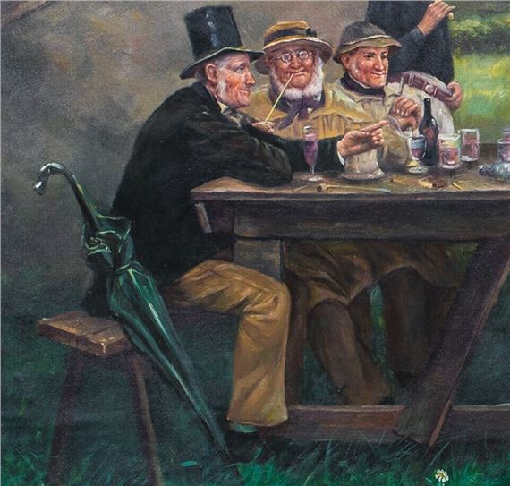 English School, 19th Century | CRICKET MATCH LANDSCAPE OIL PAINTING ...