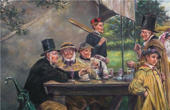 English School, 19th Century | CRICKET MATCH LANDSCAPE OIL PAINTING ...