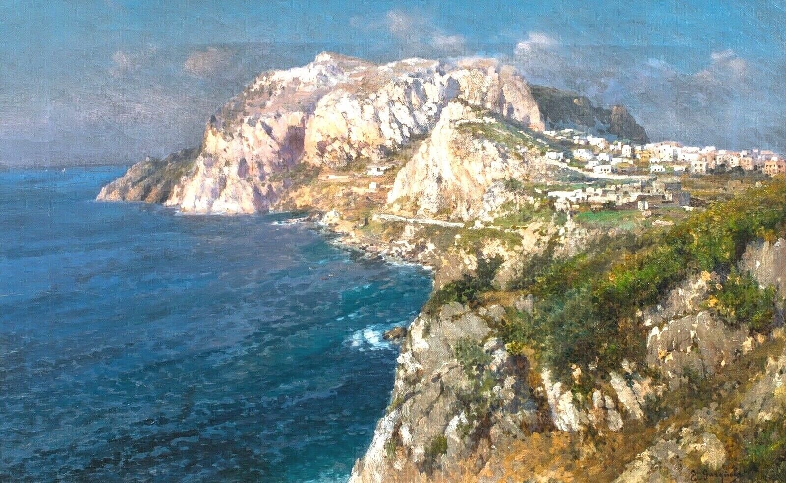 Enrico Gargiulo | VIEW OF CAPRI OIL PAINTING (19th Century) | MutualArt