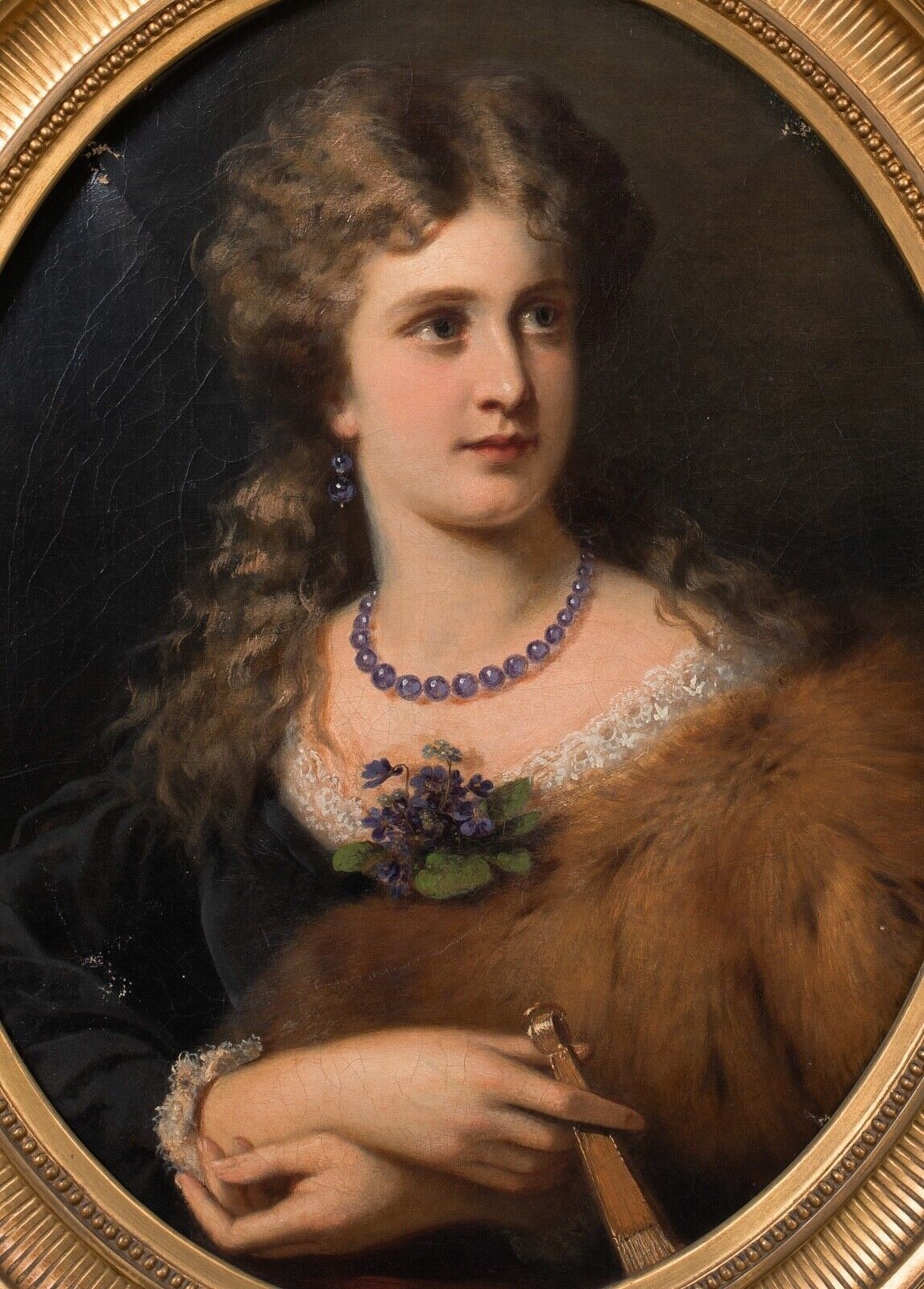 Anton Ebert | PORTRAIT OF A LADY WEARING FUR OIL PAINTING (19th Century) | MutualArt
