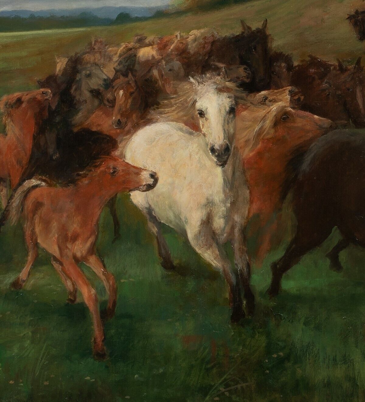 Lucy Kemp-Welch | NEW FOREST HORSES COLT HUNTING LANDSCAPE OIL PAINTING ...