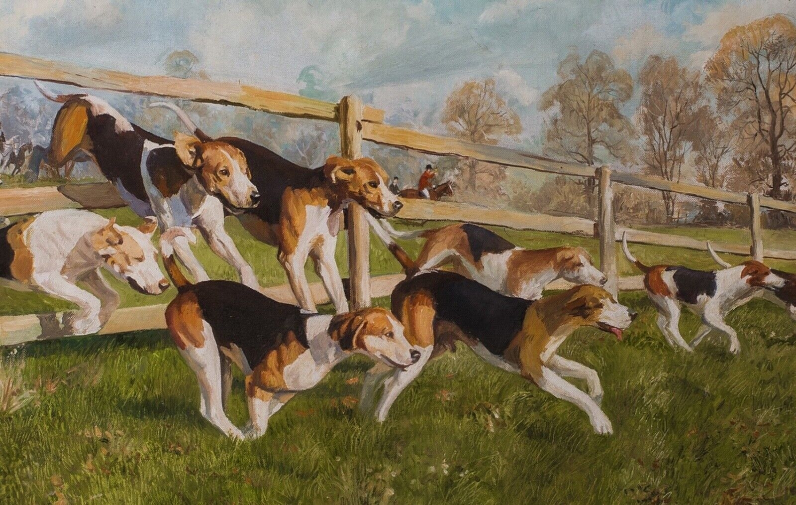 John Shirley Fox | FOX HUNT LANDSCAPE OIL PAINTING | MutualArt