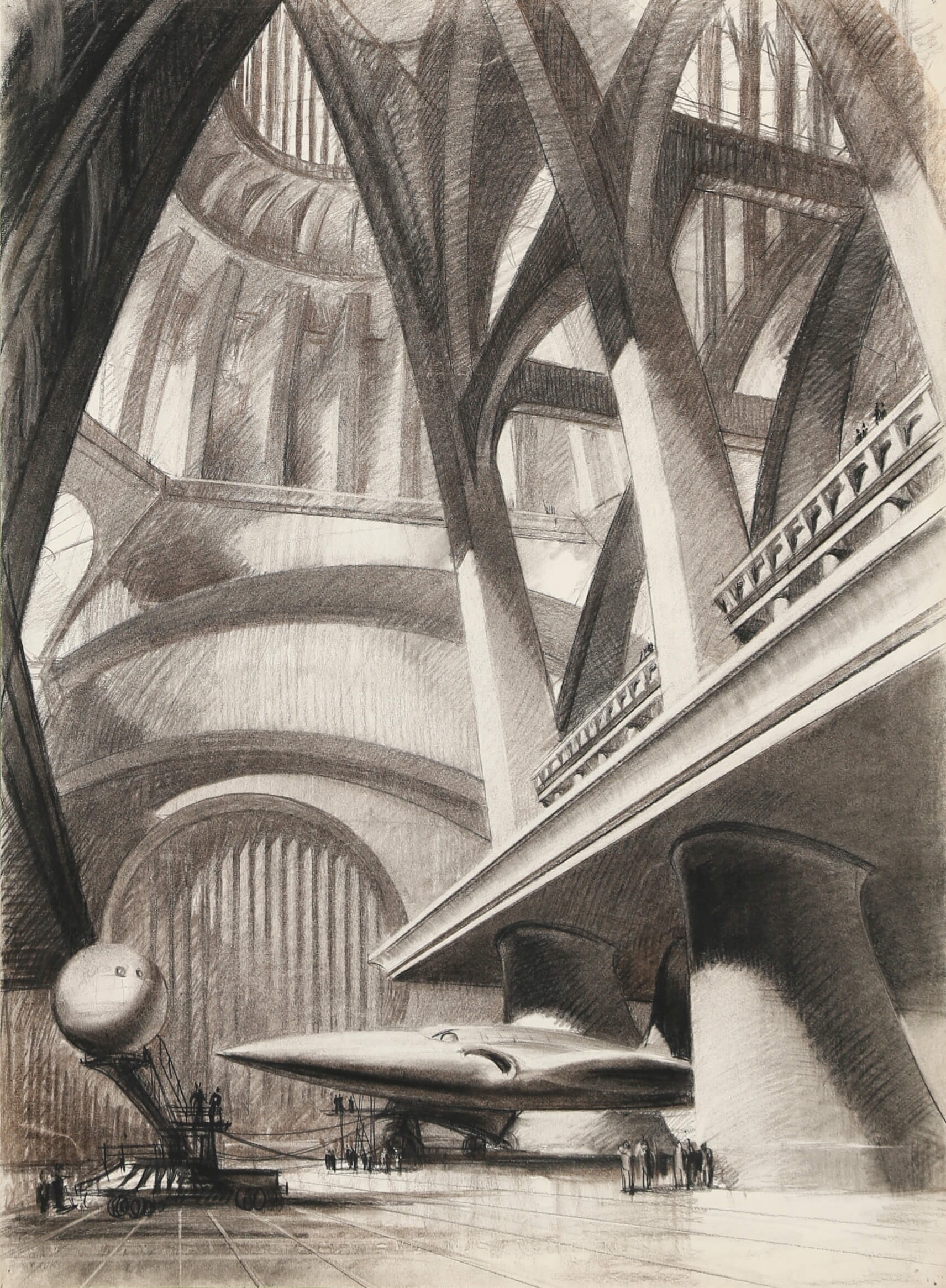 Paul Mantes | Fusée au hangar | MutualArt