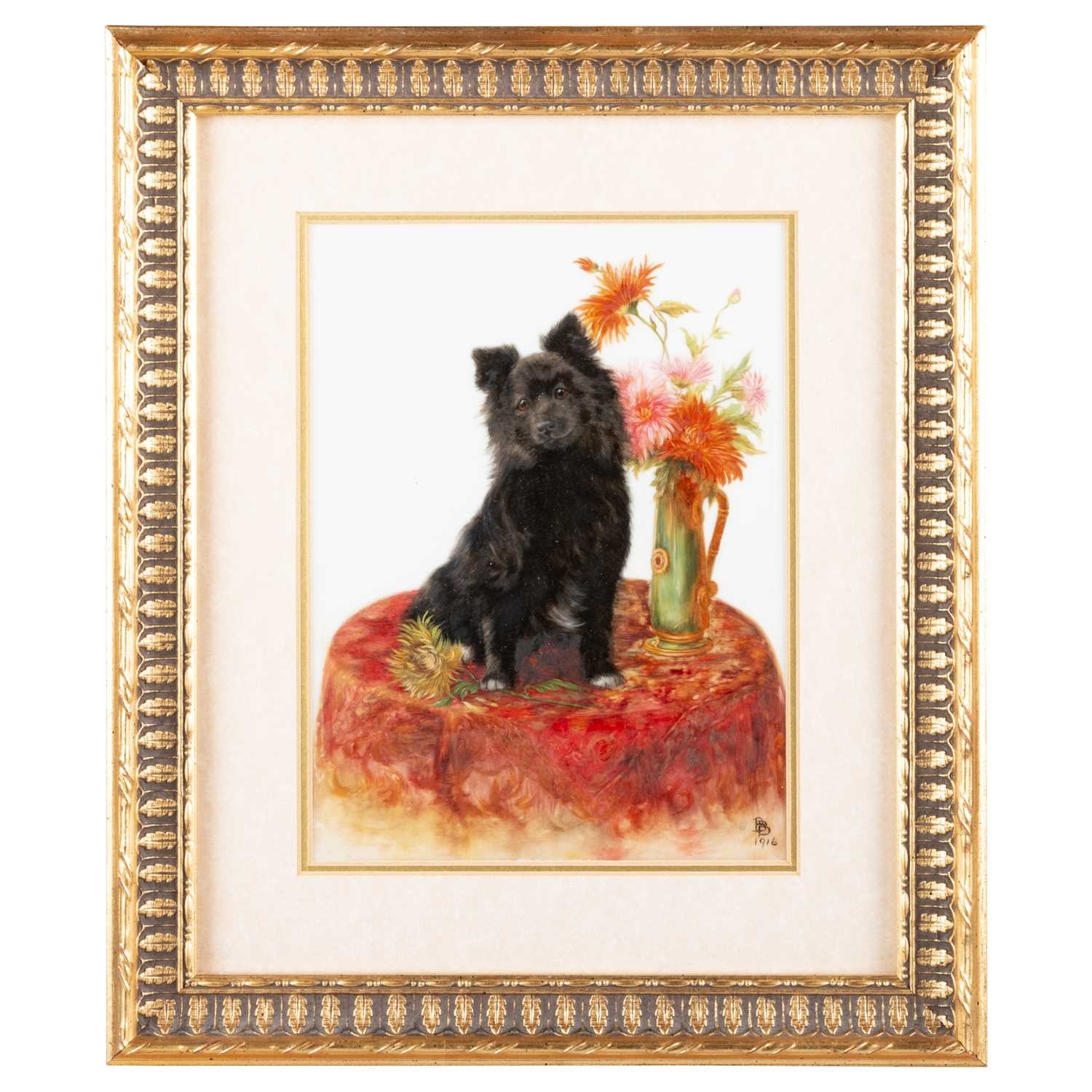 Bessie Bamber | PORTRAIT OF A DOG SITTING ON A TABLE | MutualArt