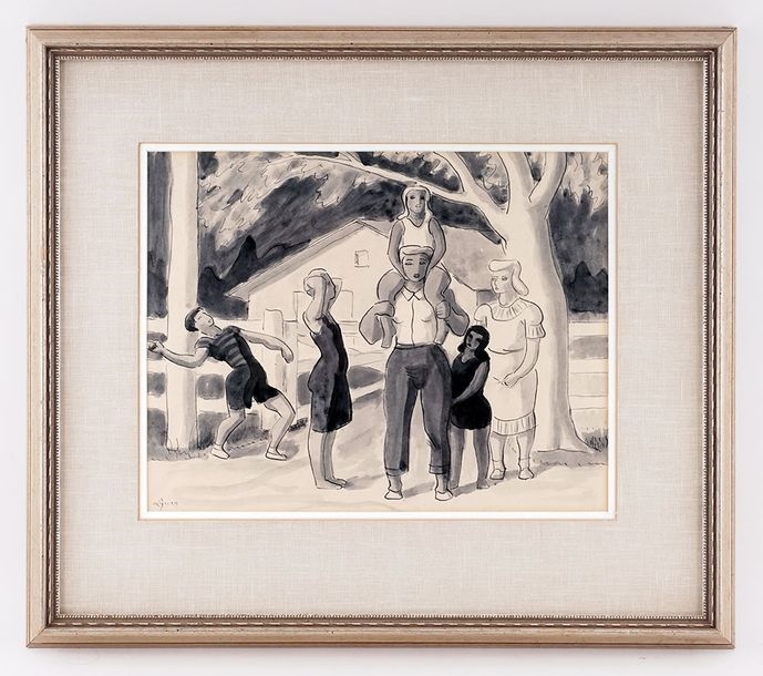 John Goodwin Lyman | Les enfants qui attendent à la barrière | MutualArt