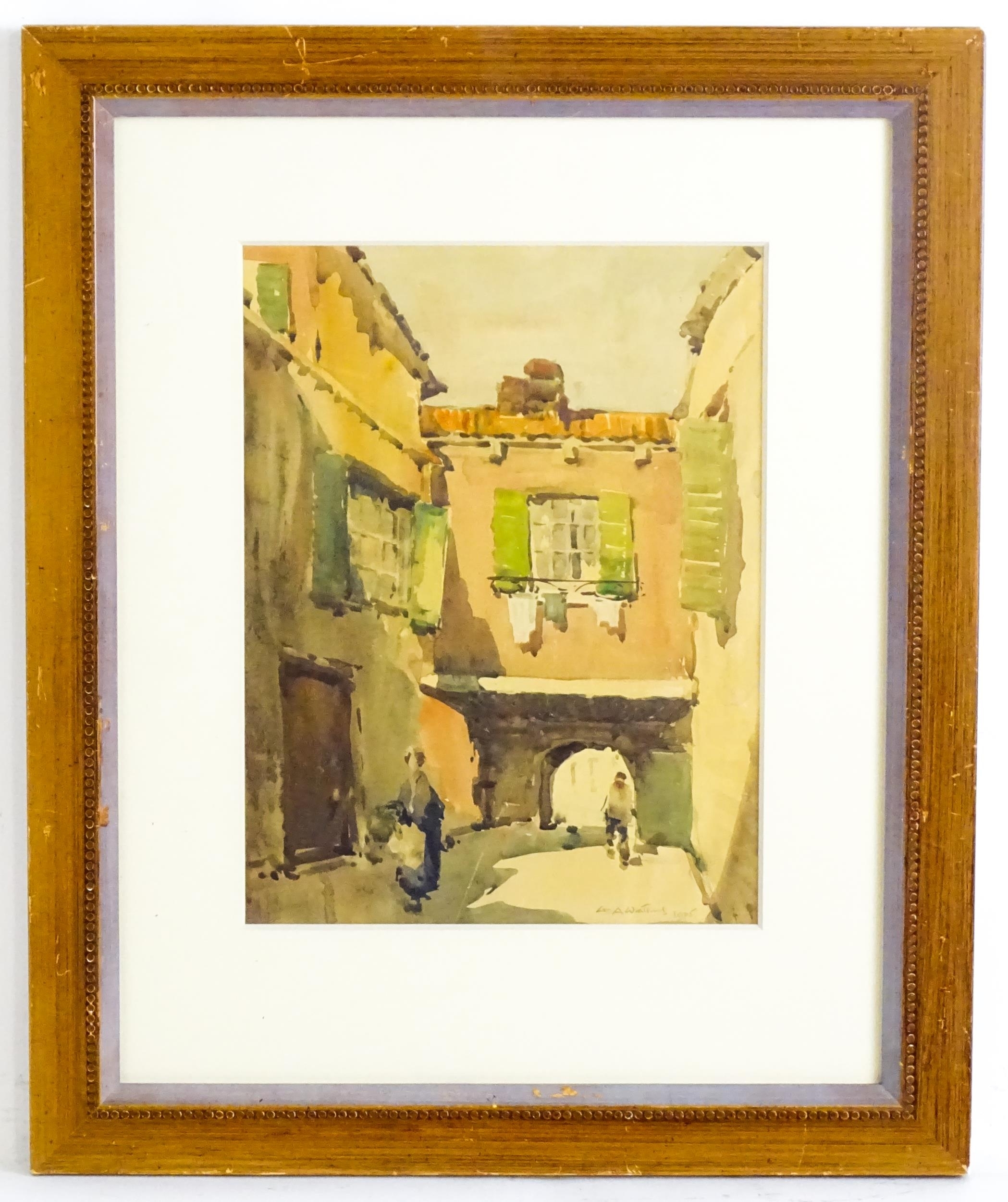 William Arthur Watkins | A Continental street scene with figures ...