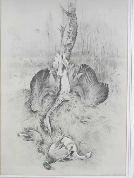 Xavier de Poret | Nature morte aux héron et colvert | MutualArt