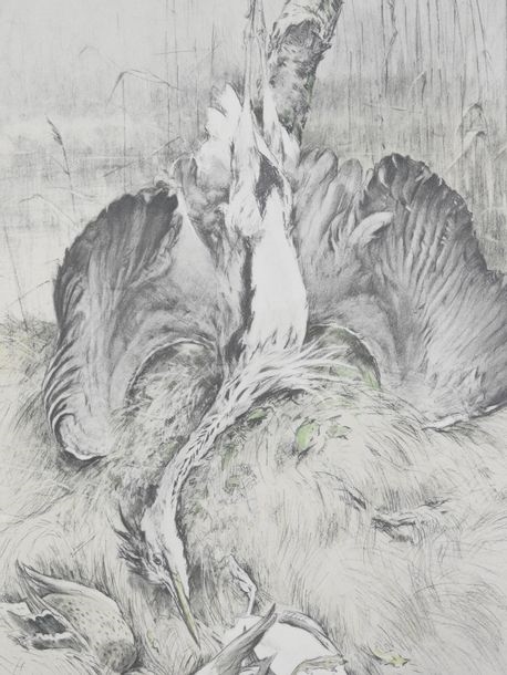 Xavier de Poret | Nature morte aux héron et colvert | MutualArt