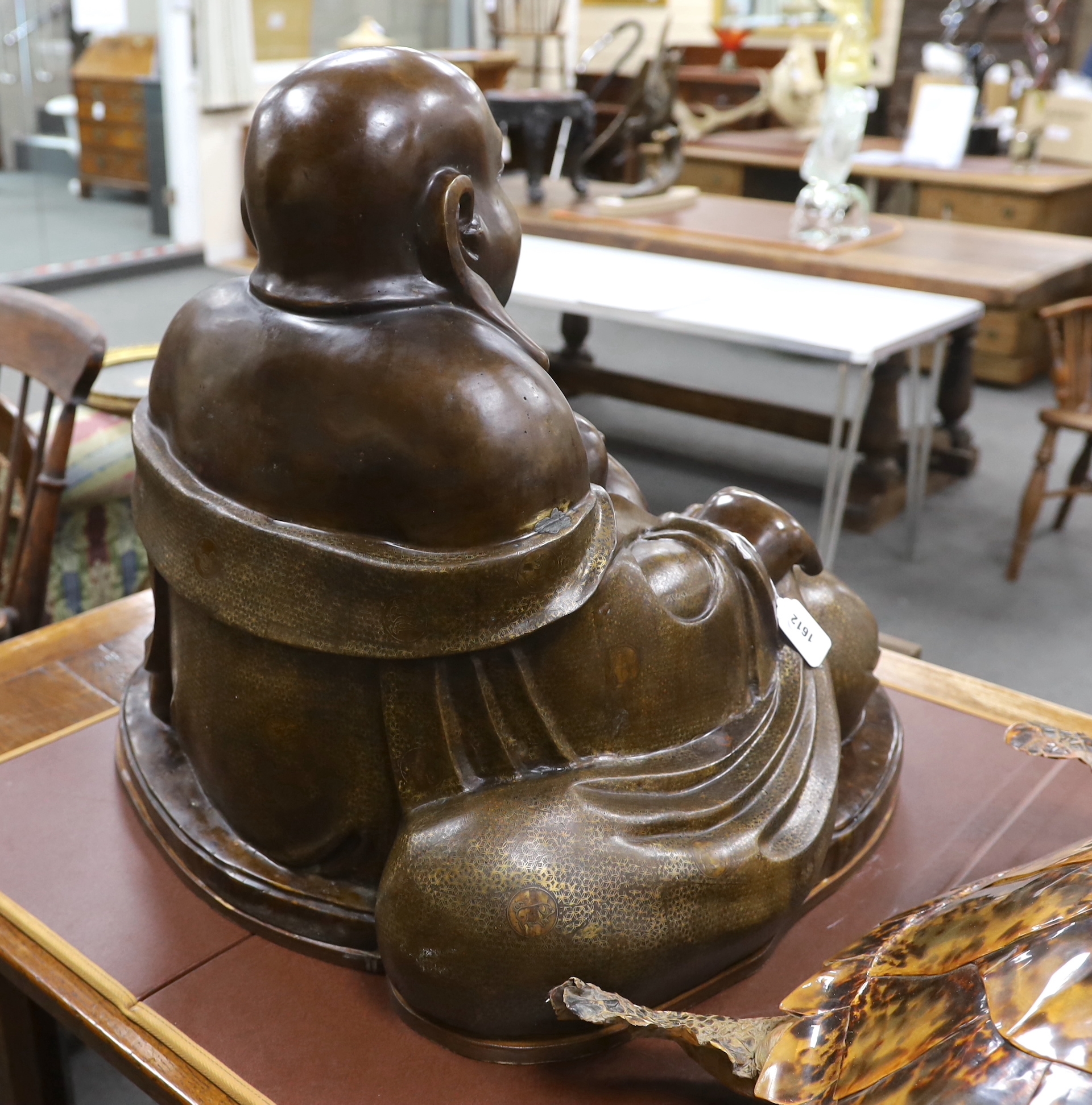 Chinese School | A massive Chinese bronze seated figure of Budai ...