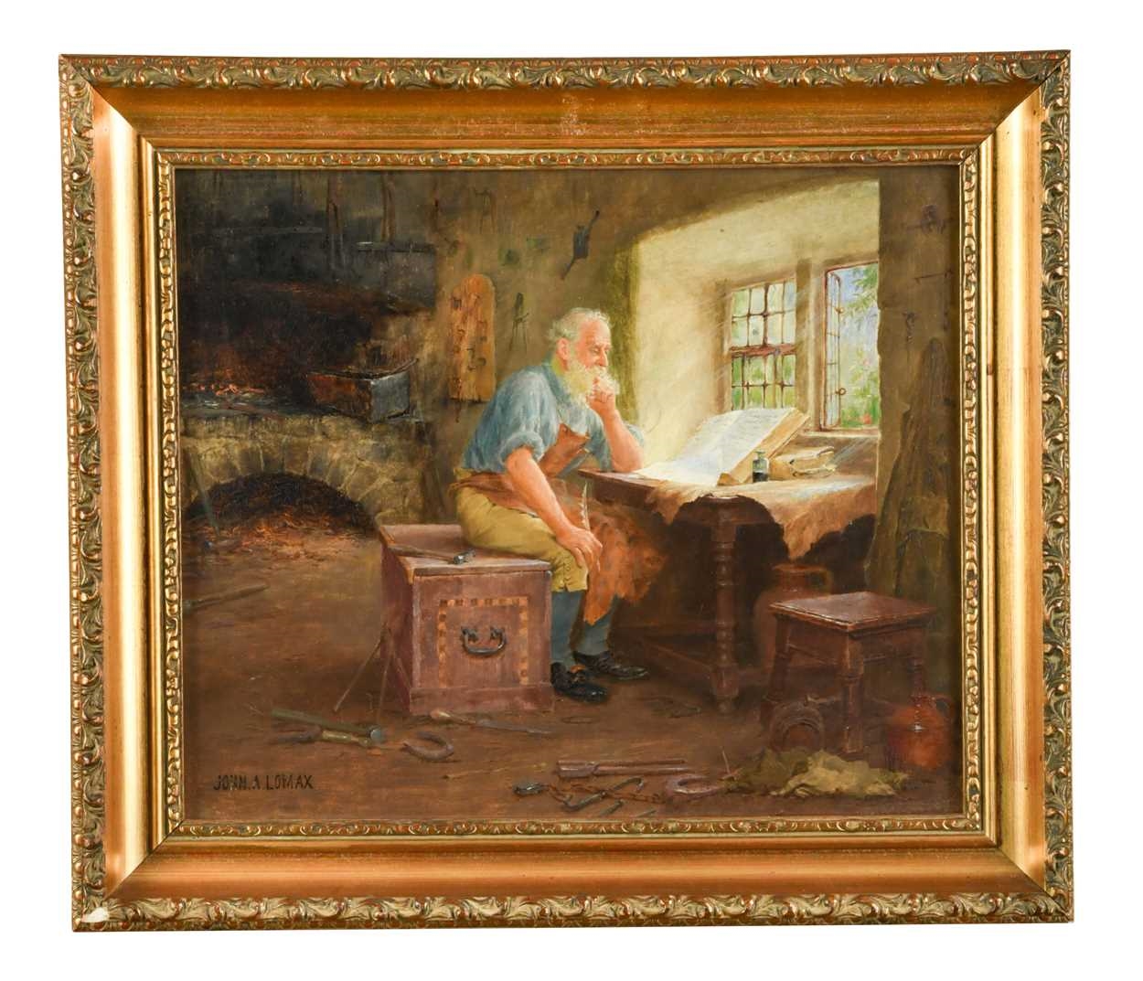 John Arthur Lomax | 3 figures in interior | MutualArt
