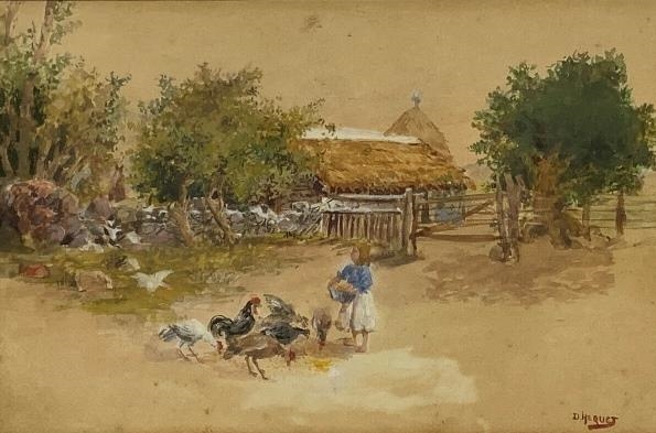 Diógenes Héquet | Alimentando a las gallinas | MutualArt