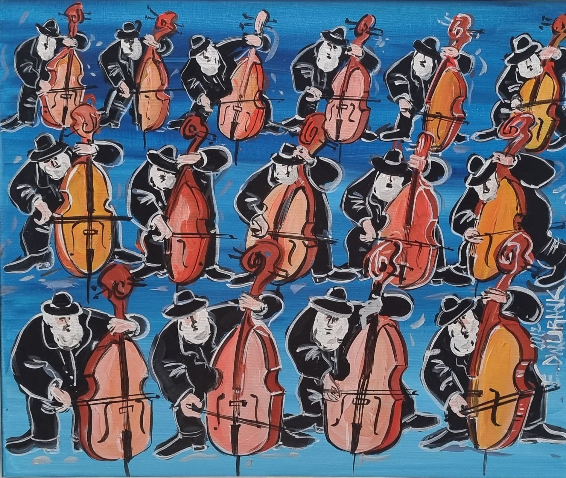 Edward Dwurnik | 15-tu kontrabasistów, 2017 (2017) | MutualArt