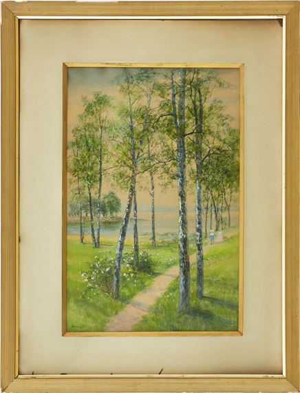 Anna Billing | Syskon på promenad i försommargrönska (1900) | MutualArt