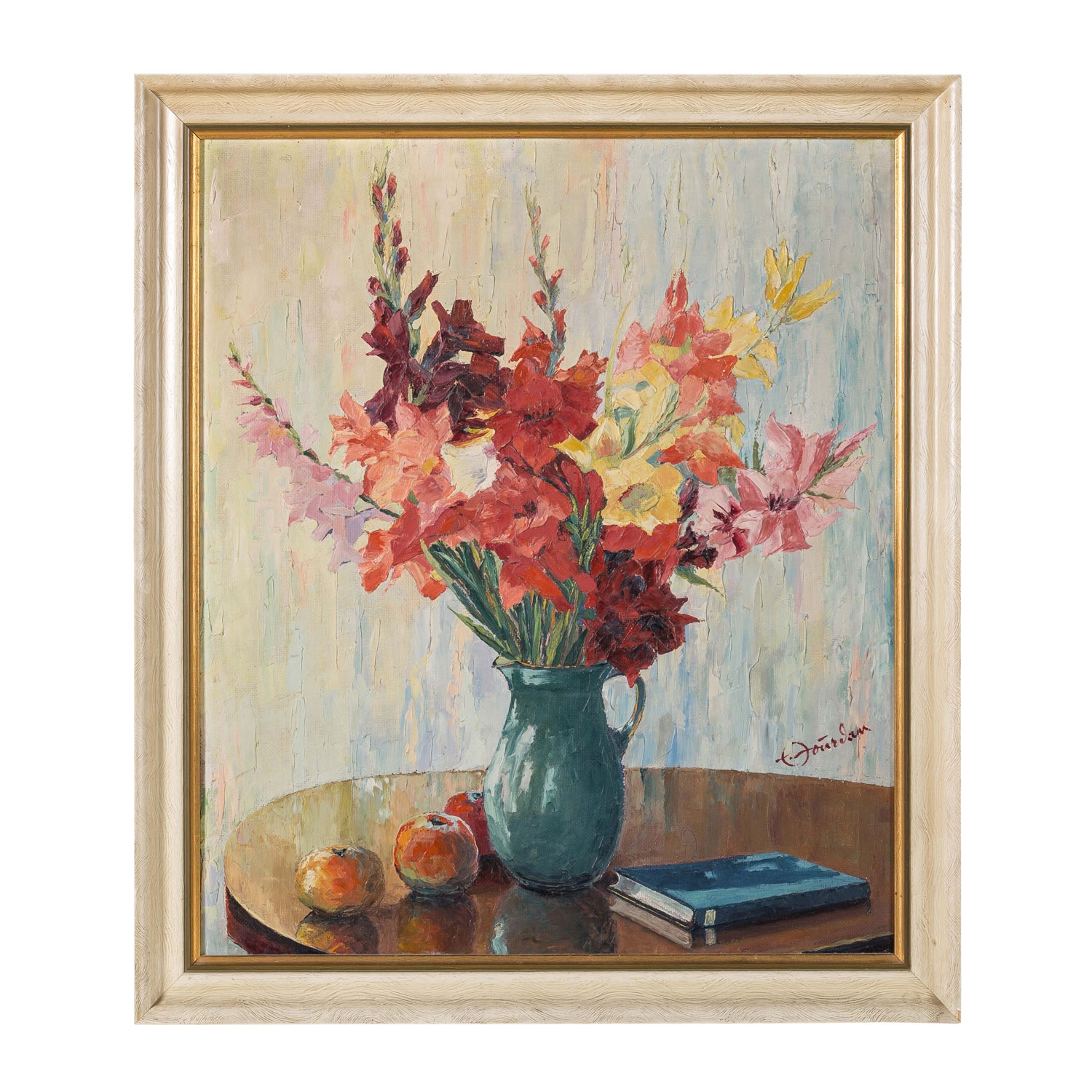 Émile Jourdan | Still life with gladioli in a green jug | MutualArt