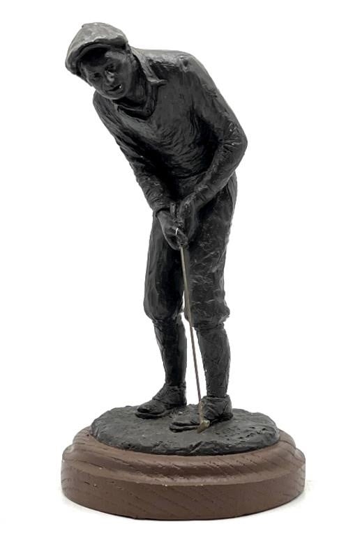 Michael Garman | Plaster Bronze Tone Golfer Sculpture by Michael ...