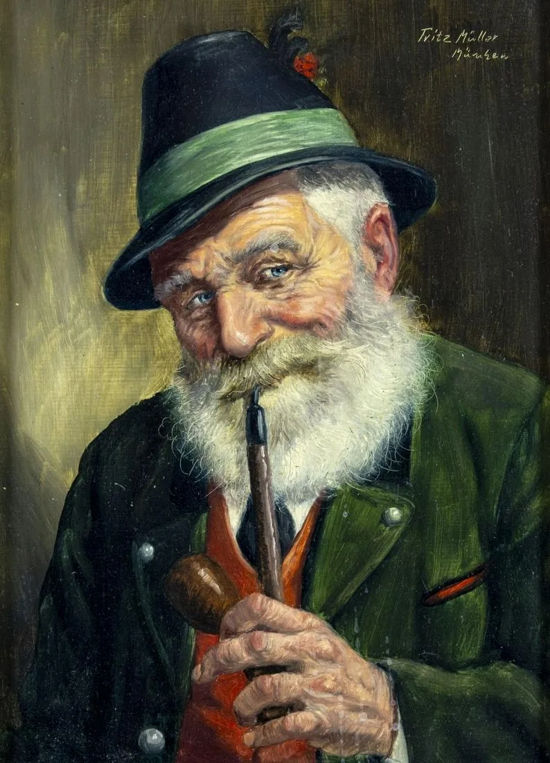 Fritz Müller | Portrait of Man with Pipe | MutualArt