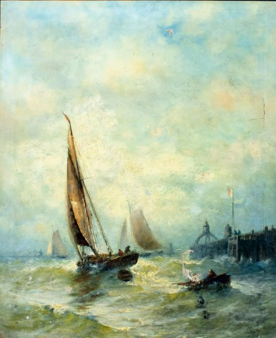 George Bunn | Seascape with Fishing Boats | MutualArt