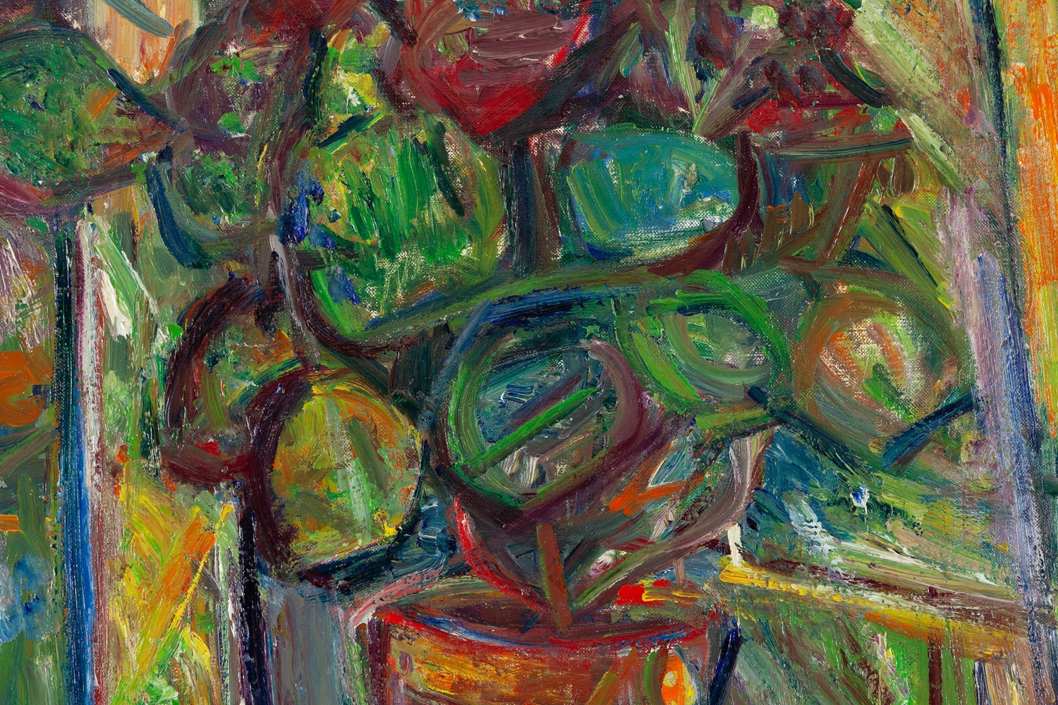 Pinchus Krémègne | Still life with a flower in a pot | MutualArt