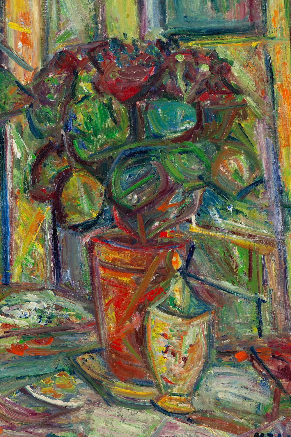 Pinchus Krémègne | Still life with a flower in a pot | MutualArt