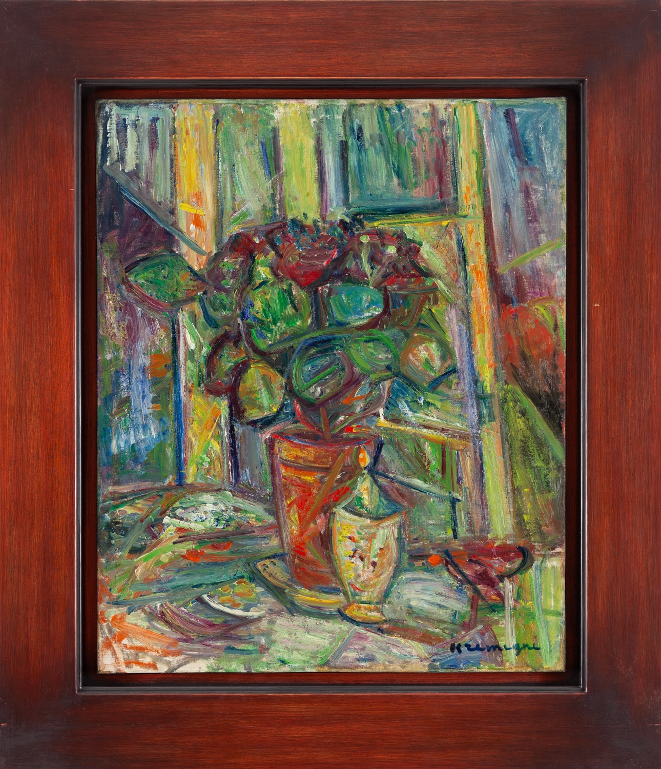 Pinchus Krémègne | Still life with a flower in a pot | MutualArt