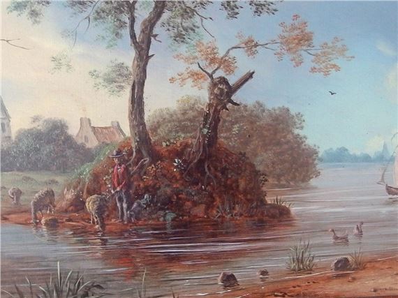 Richard Peterson | Shepherd by Lake (1983) | MutualArt