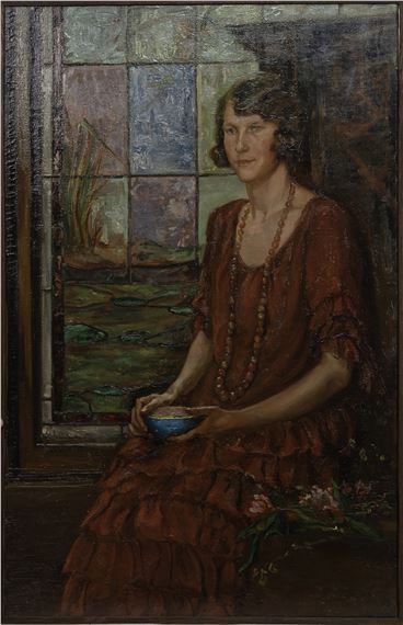 Dorothy Johnstone | Portrait of a lady, seated wearing pink (1957 ...