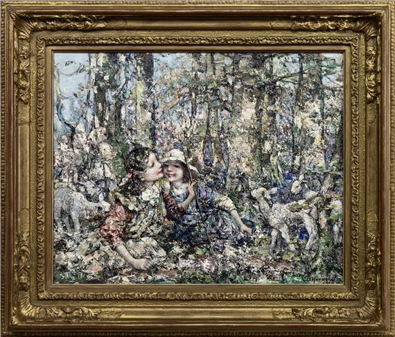 Edward Atkinson Hornel | THE LITTLE SHEPHERDESS (1919) | MutualArt