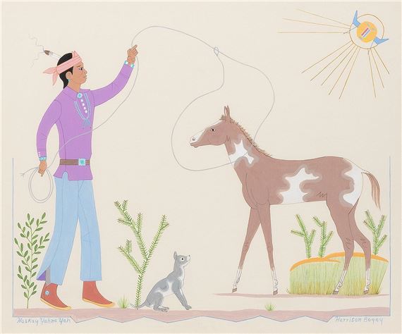 Harrison Begay | Untitled (Boy Roping Foal) | MutualArt