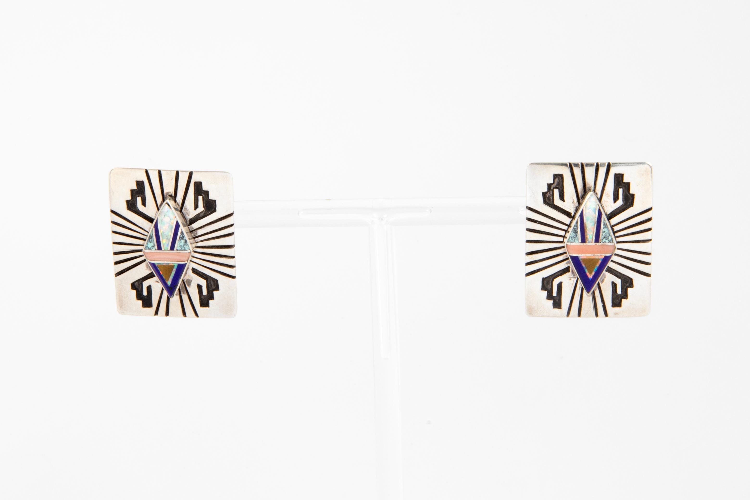 Abraham Begay | Mixed Inlay Earrings and Necklace ca. 2018 (Circa 2018 ...