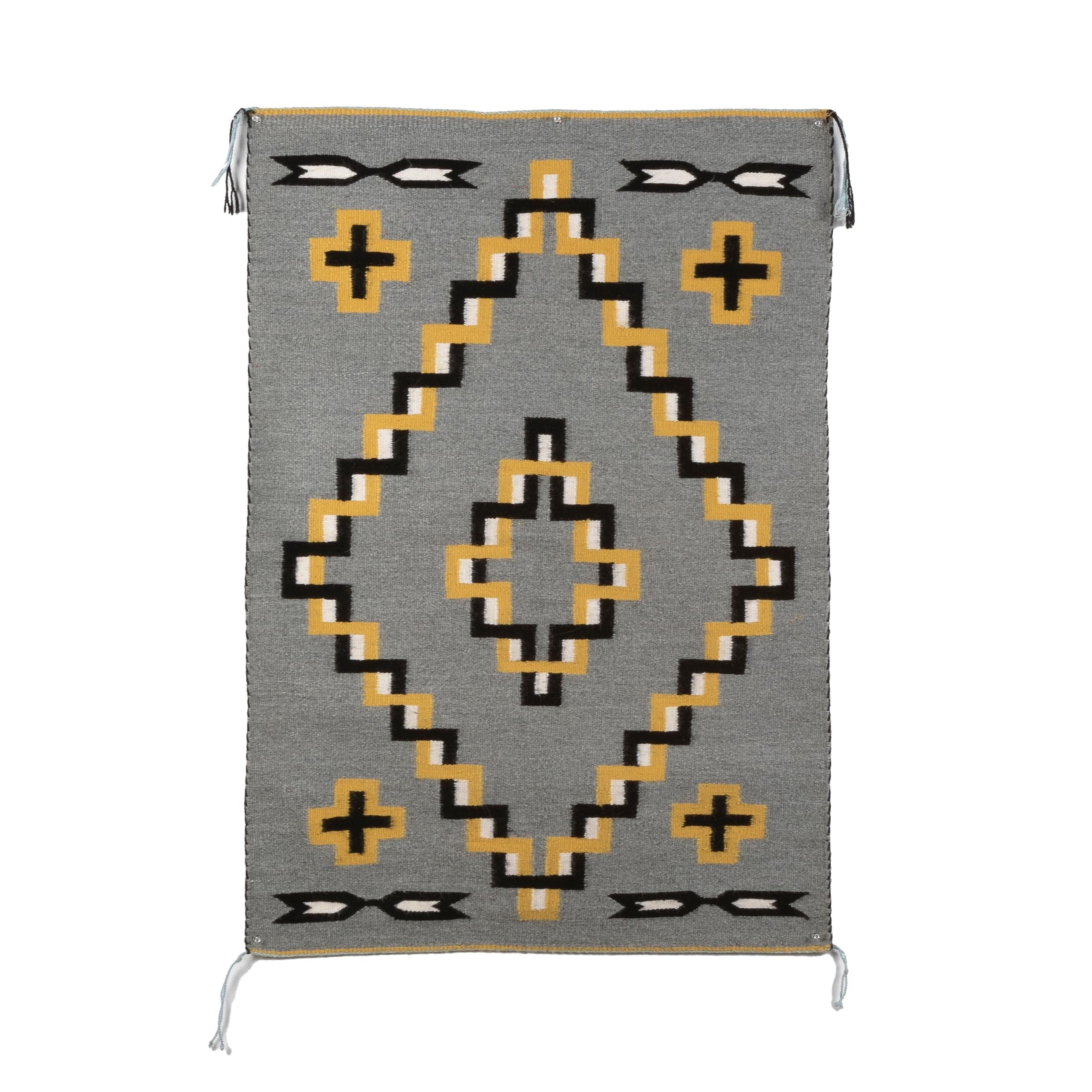 Unknown | Regional Black and Gold Diamond Pattern Textile | MutualArt