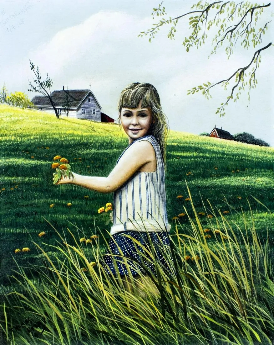 Thomas Kerry | Girl with Flowers (1988) | MutualArt