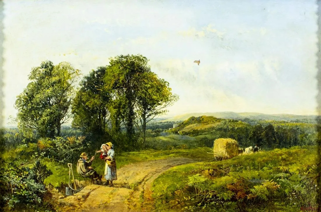 Alfred Bennett | Country Landscape with Figures | MutualArt