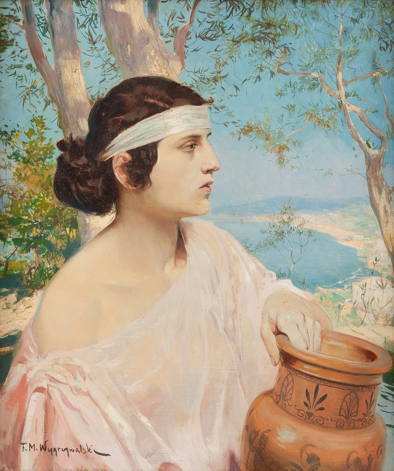 Feliks Wygrzywalski | Roman woman against the backdrop of Vesuvius ...