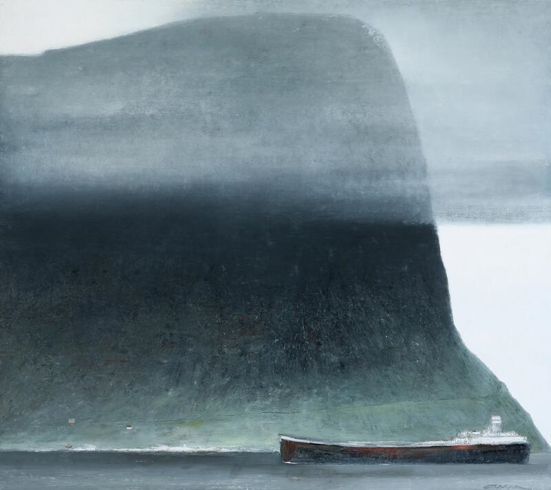 Albert Bertelsen | Skib og fjeld i modlys (1979) | MutualArt