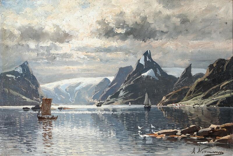 Eilert Adelsteen Normann | A steam boat on Norwegian fjord | MutualArt