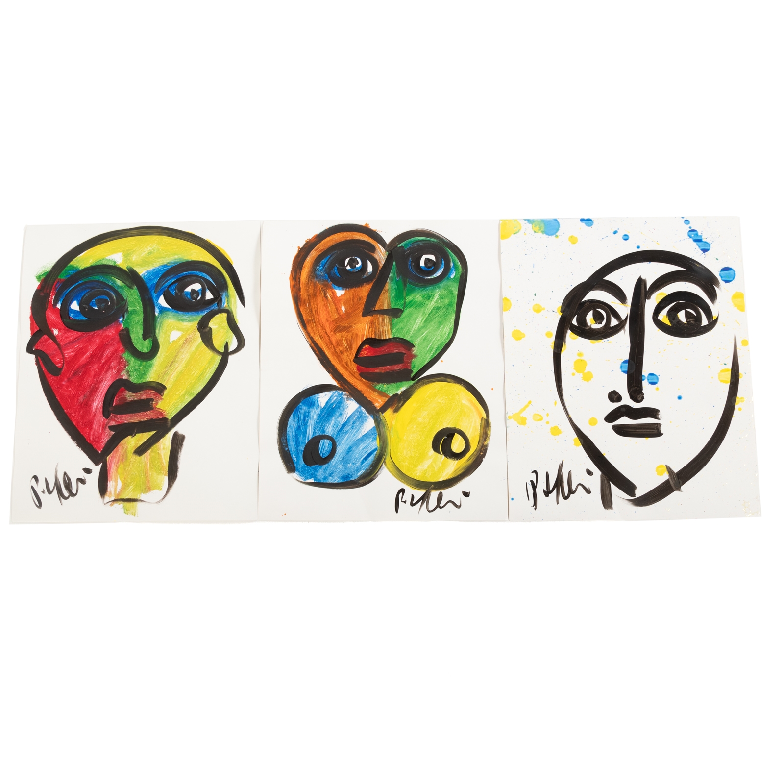 Peter Robert Keil | Three Abstract Face Artworks | MutualArt