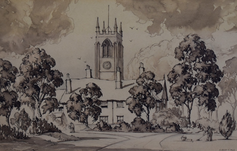 Albert Thomas Pile | a view of St Martin's Church and Vicarage ...