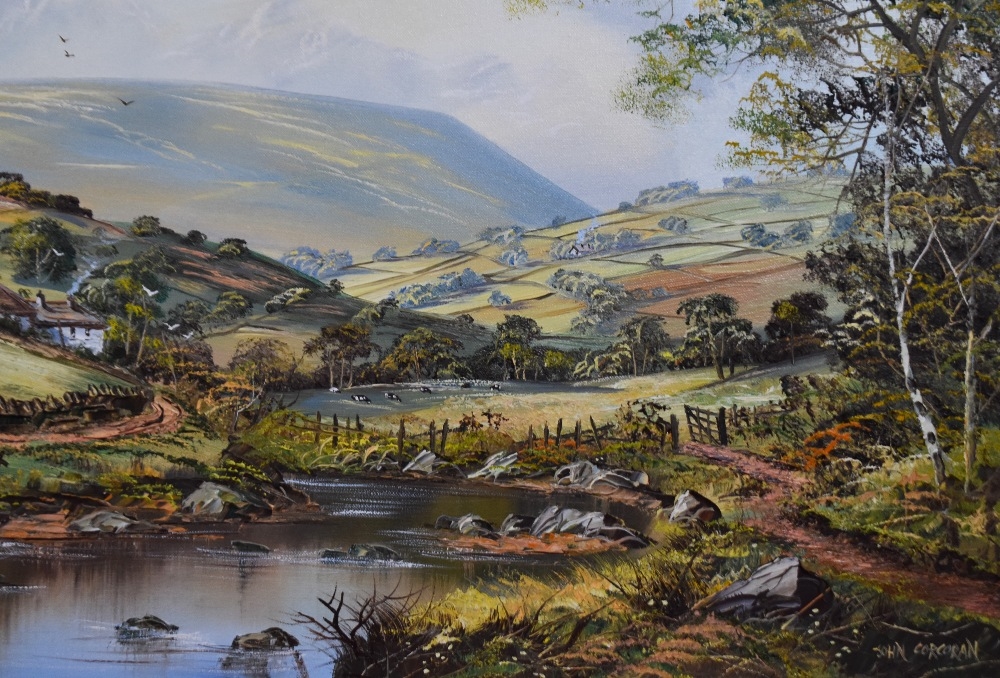 John Corcoran | An idyllic pastoral landscape depicting a tranquil ...