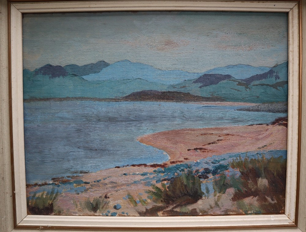 Christopher David Williams | A beach scene with blue hills in the ...