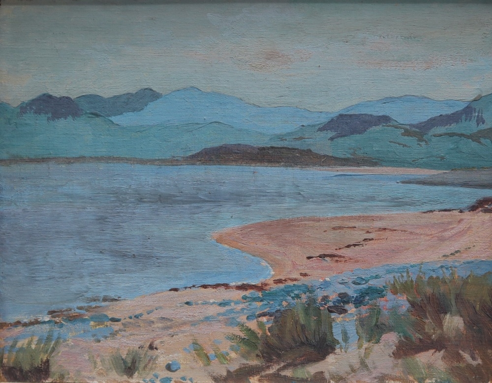 Christopher David Williams | A beach scene with blue hills in the ...