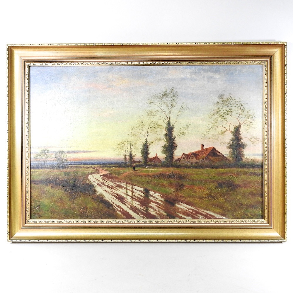 Henry Bates Joel | extensive sunset landscape with figures (1918 ...