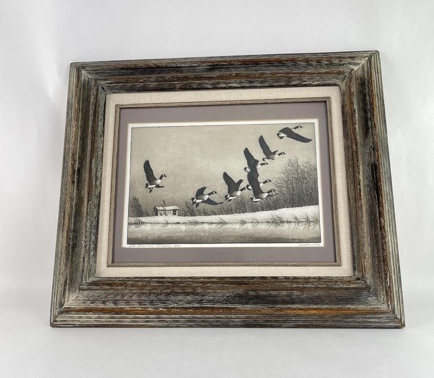 Mike Hollern | Canadian Geese Engraving Montana | MutualArt