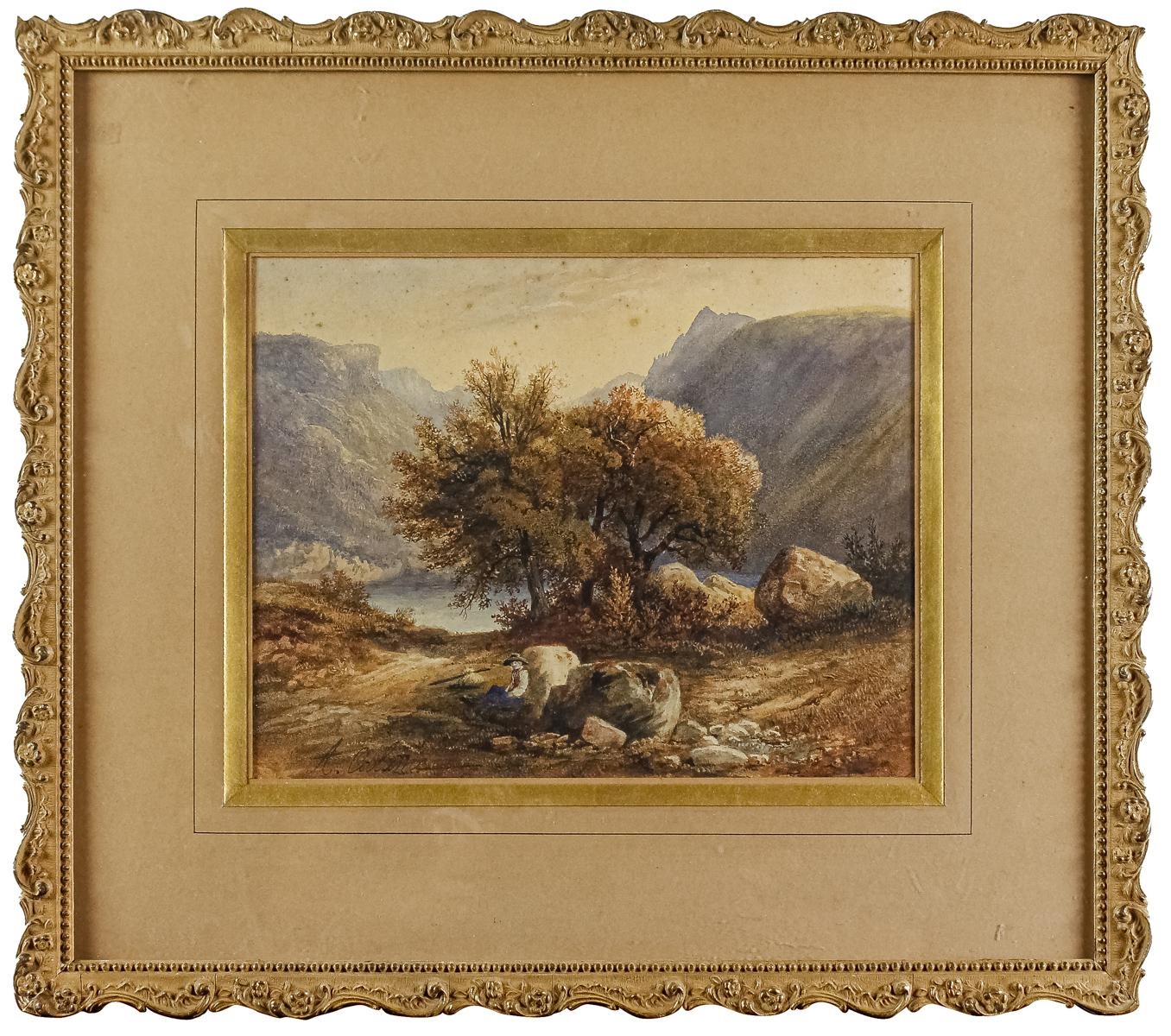 Alexandre Calame | Paisaje con personaje | MutualArt