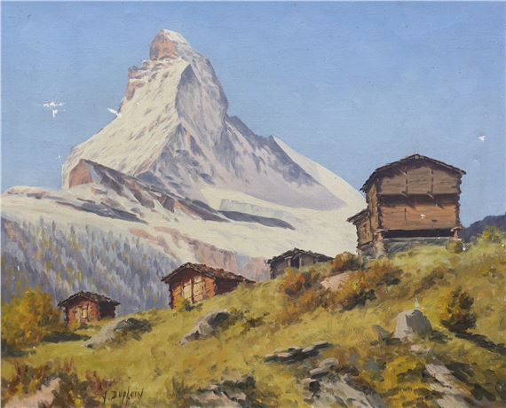 Albert Duplain | Alps scene with chalets | MutualArt