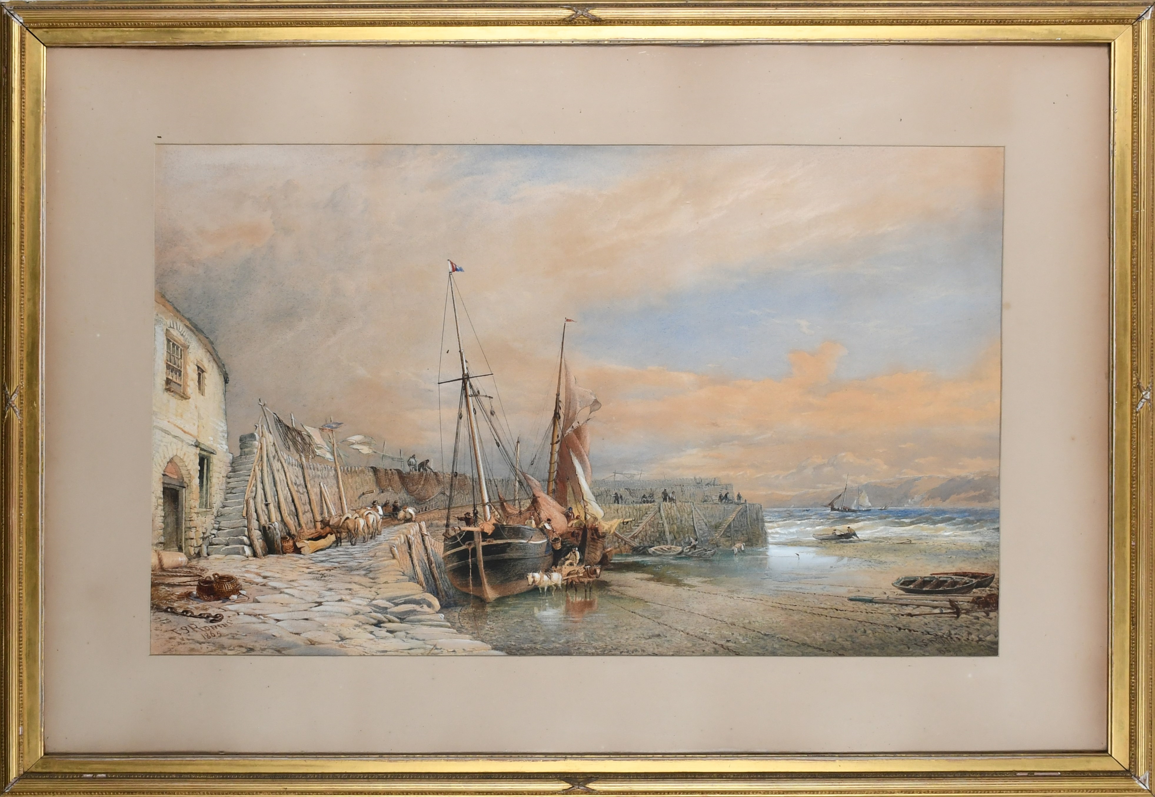 Thomas Sewell Robins | A harbour at low tide (1865) | MutualArt