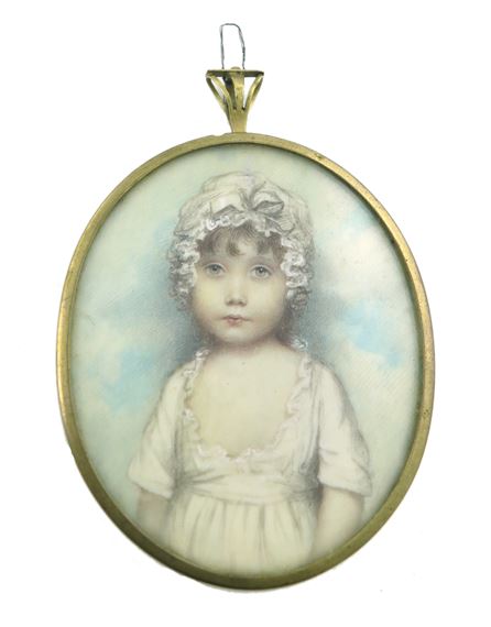 Andrew Plimer | Portrait miniature of a child, wearing a white dress ...